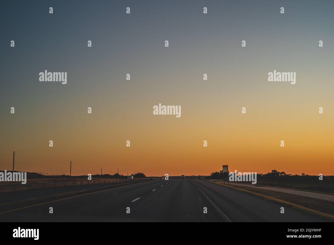 Sunset on Interstate 40 Texas U.S.A Stock Photo - Alamy