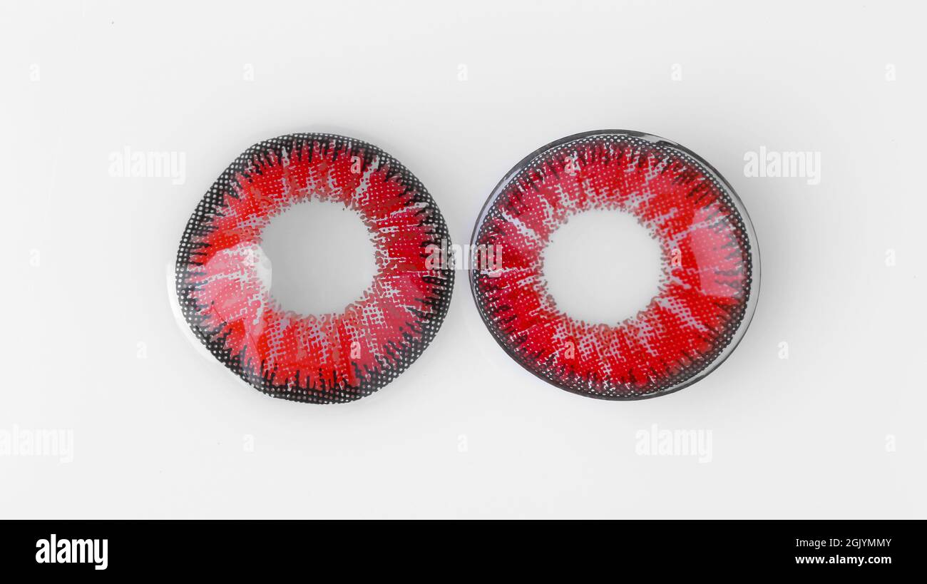 Color contact lenses on white background Stock Photo - Alamy