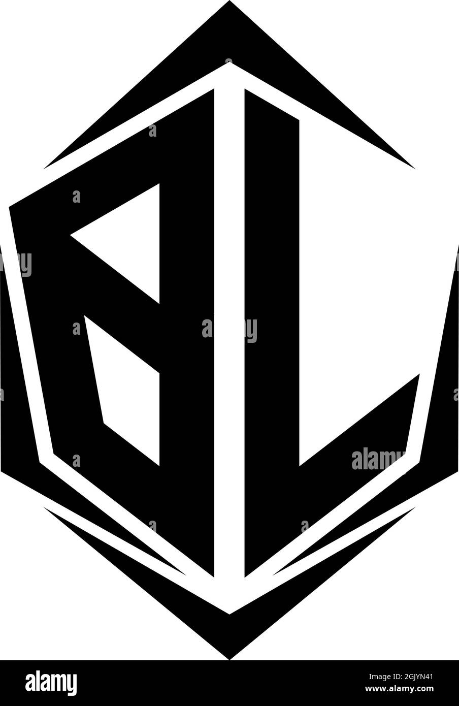 Initial BL logo design, Initial BL logo design with Shield style, Logo business branding Stock ...