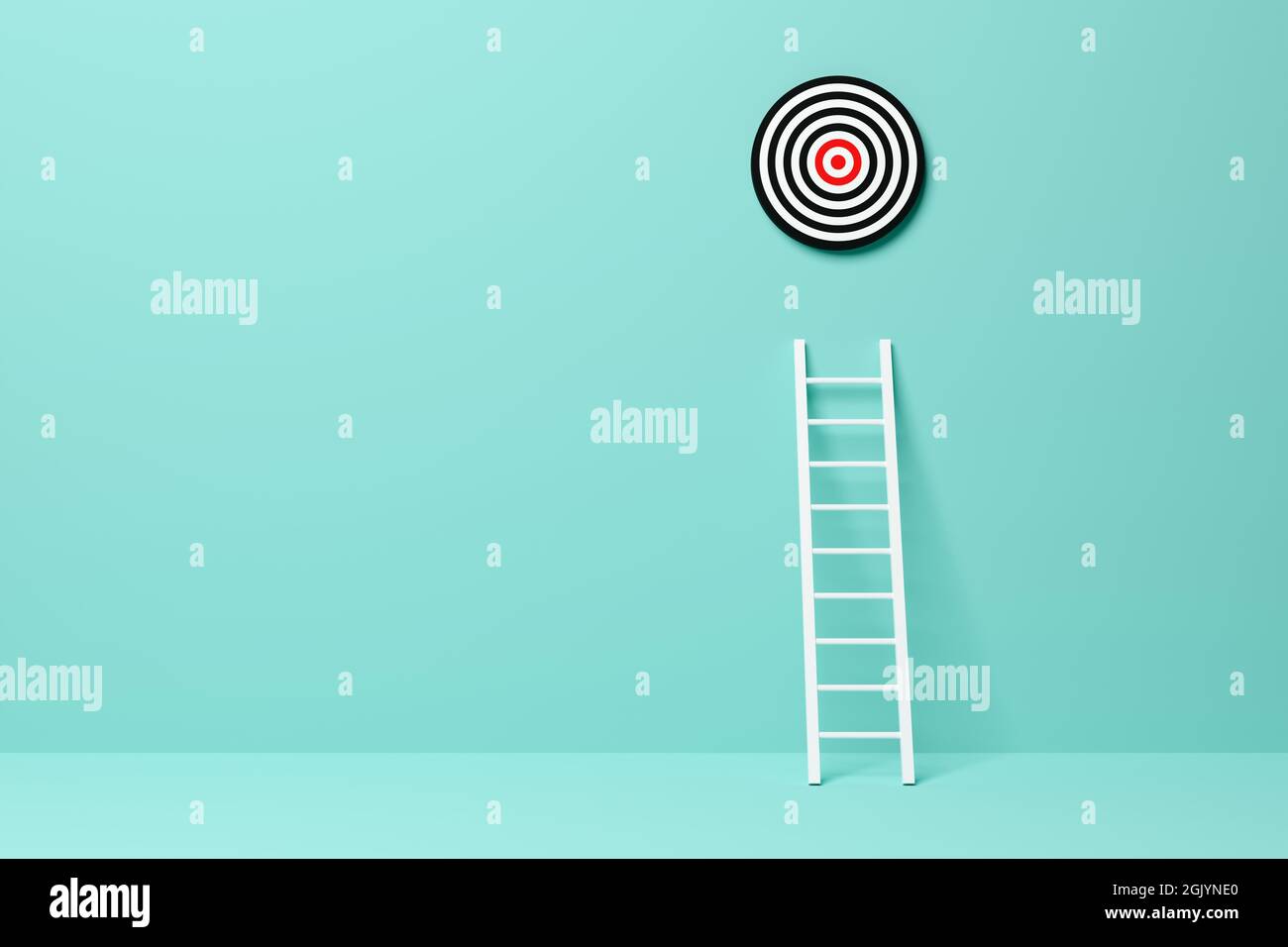 Ladder leading to goal target in blue room background, achievement ...