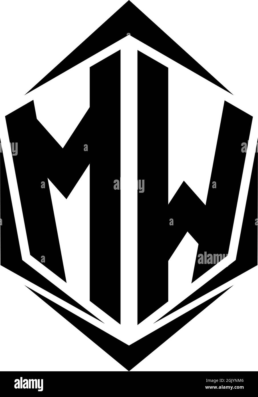 Initial MW logo design with Shield style, Logo business branding Stock ...