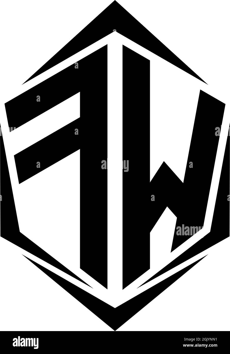 Initial FW logo design with Shield style, Logo business branding Stock ...