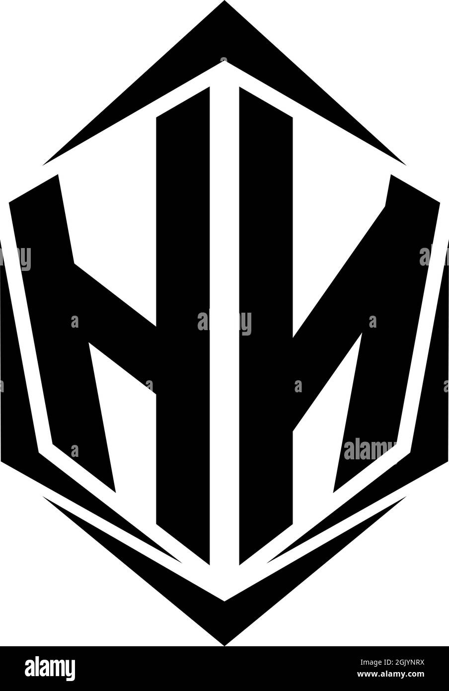 Initial HN logo design with Shield style, Logo business branding Stock ...