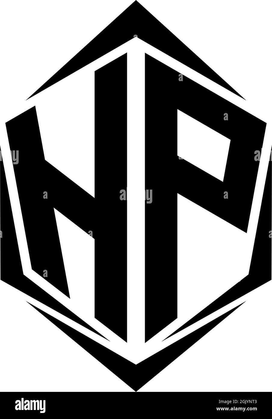 Initial HP logo design with Shield style, Logo business branding Stock ...