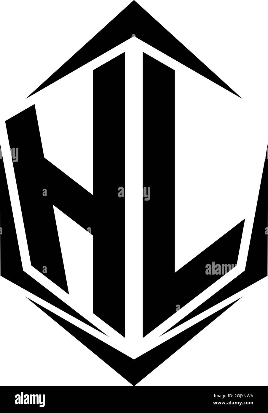 Initial HL logo design with Shield style, Logo business branding Stock ...