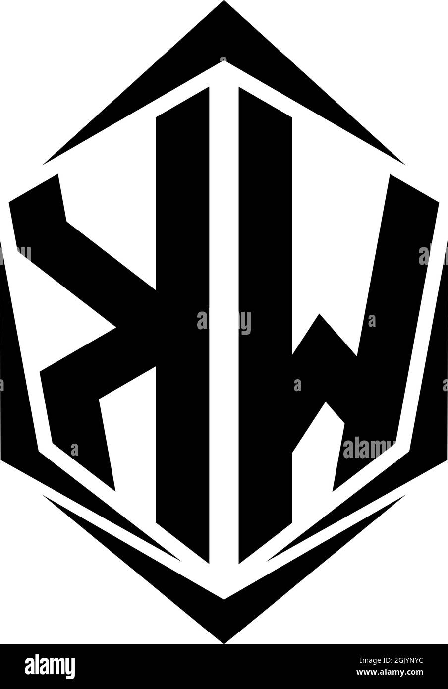 Initial KW logo design with Shield style, Logo business branding Stock ...