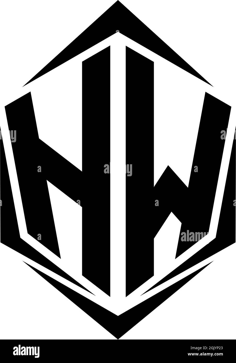 Initial HW logo design with Shield style, Logo business branding Stock ...