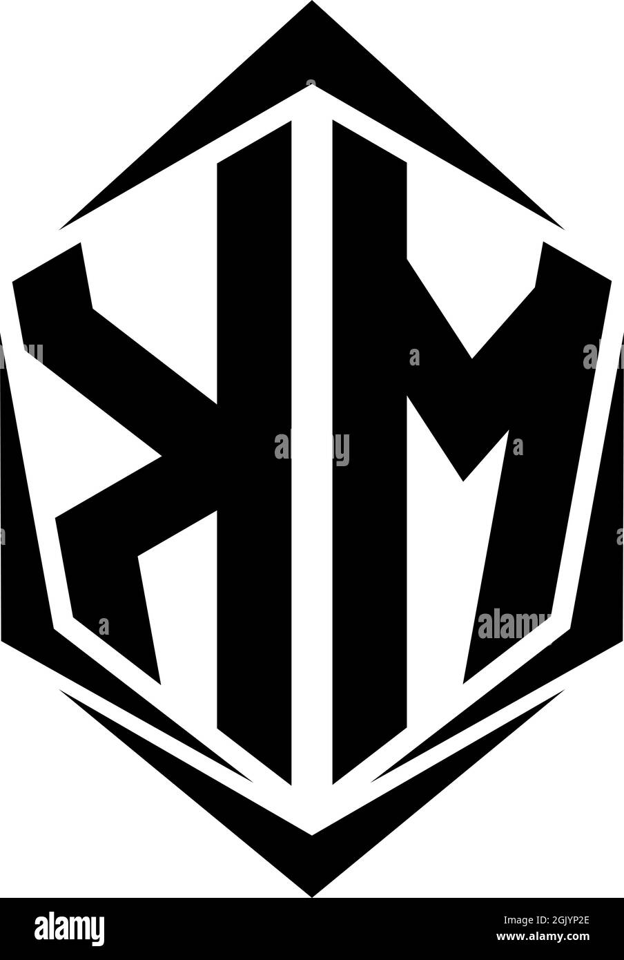 Initial KM logo design with Shield style, Logo business branding Stock ...