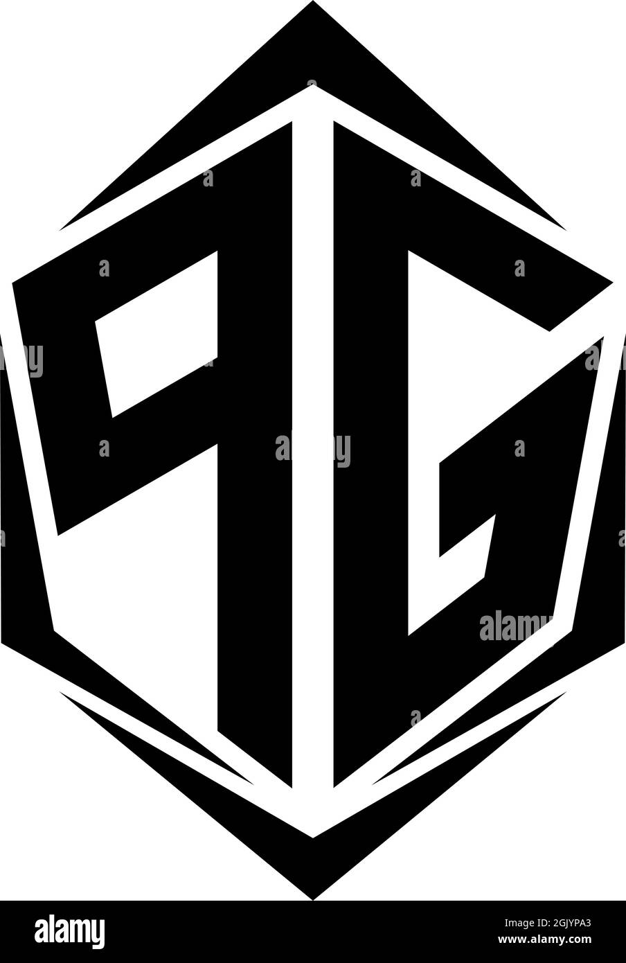 Initial PG logo design with Shield style, Logo business branding Stock ...