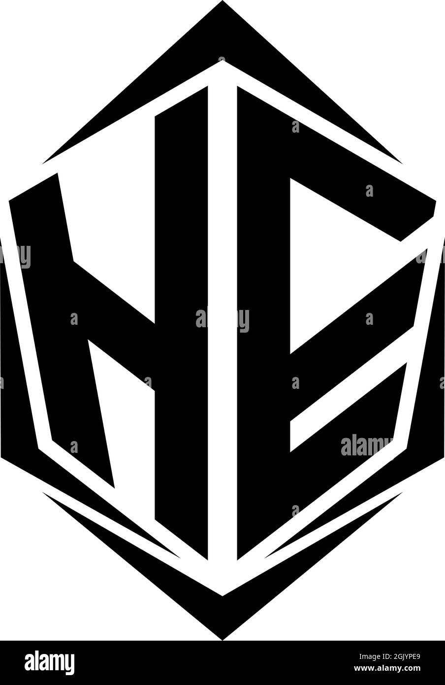 Initial HE logo design with Shield style, Logo business branding Stock ...