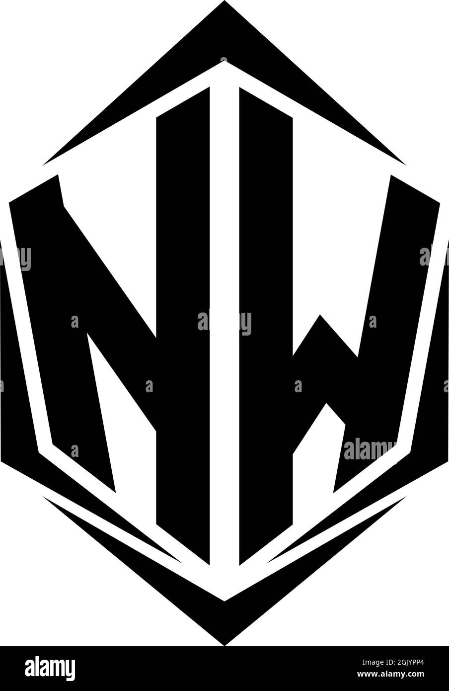 Initial NW logo design with Shield style, Logo business branding Stock ...
