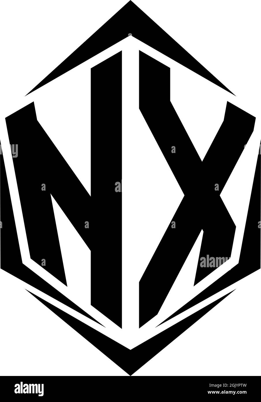 Initial NX logo design with Shield style, Logo business branding Stock ...