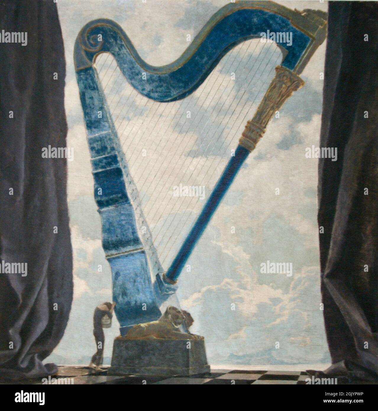 Max Frey artwork - Harp - Harfe - Blue Harp - 1932 Stock Photo - Alamy