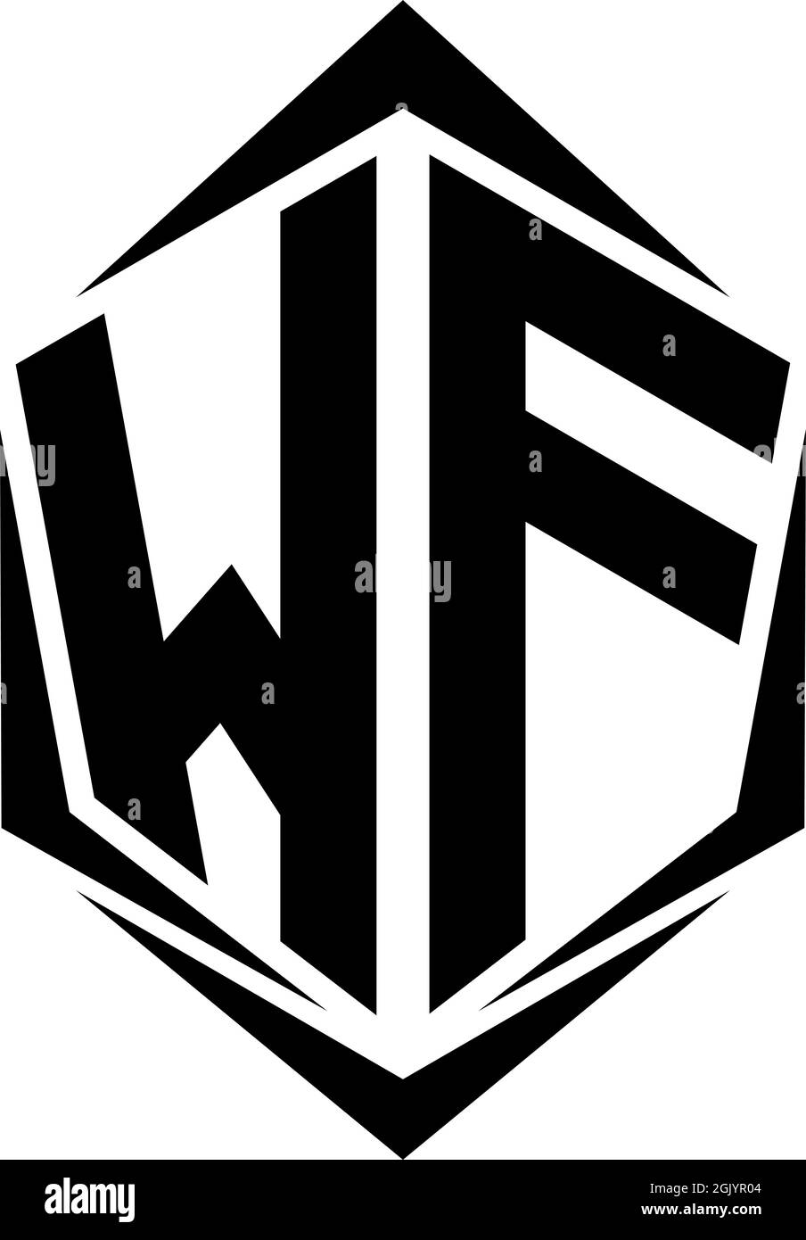 Initial WF logo design with Shield style, Logo business branding Stock ...