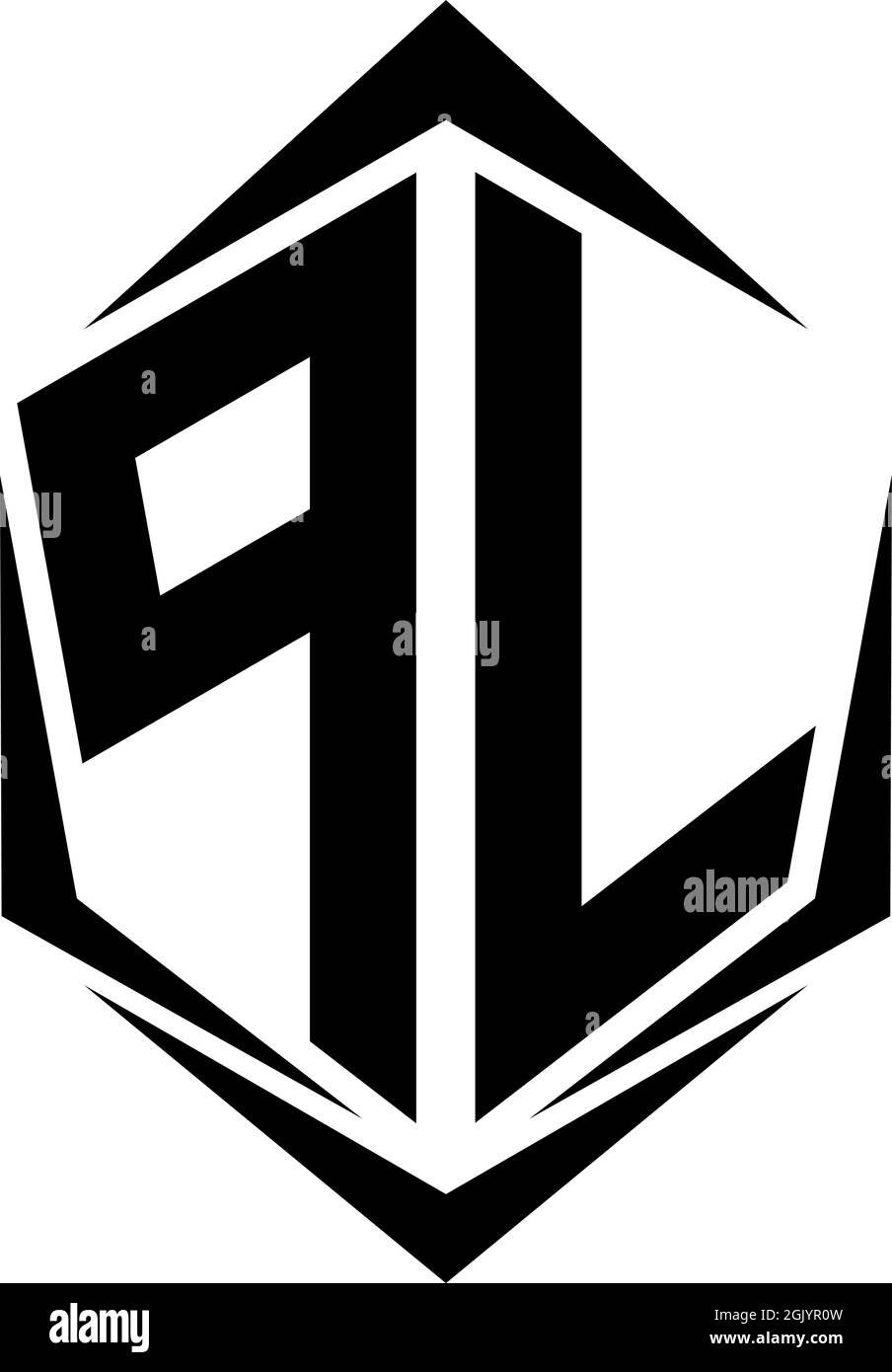 Initial PL logo design with Shield style, Logo business branding Stock ...