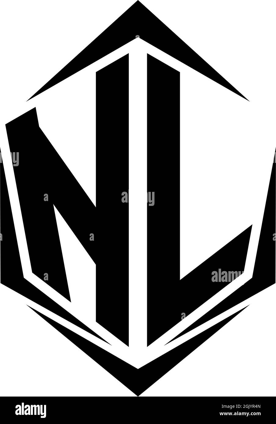 Initial NL logo design with Shield style, Logo business branding Stock ...