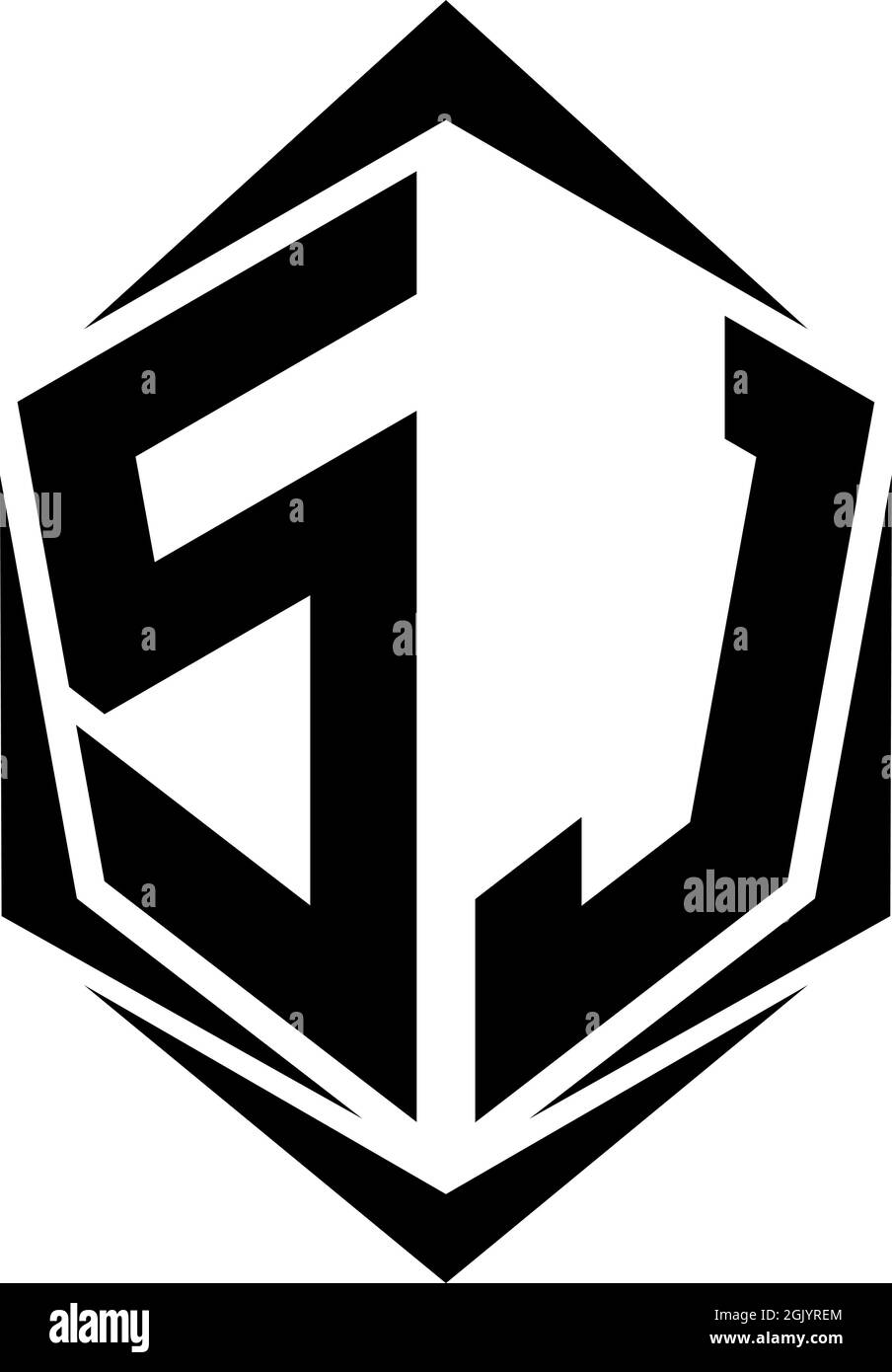Initial SJ logo design with Shield style, Logo business branding Stock ...