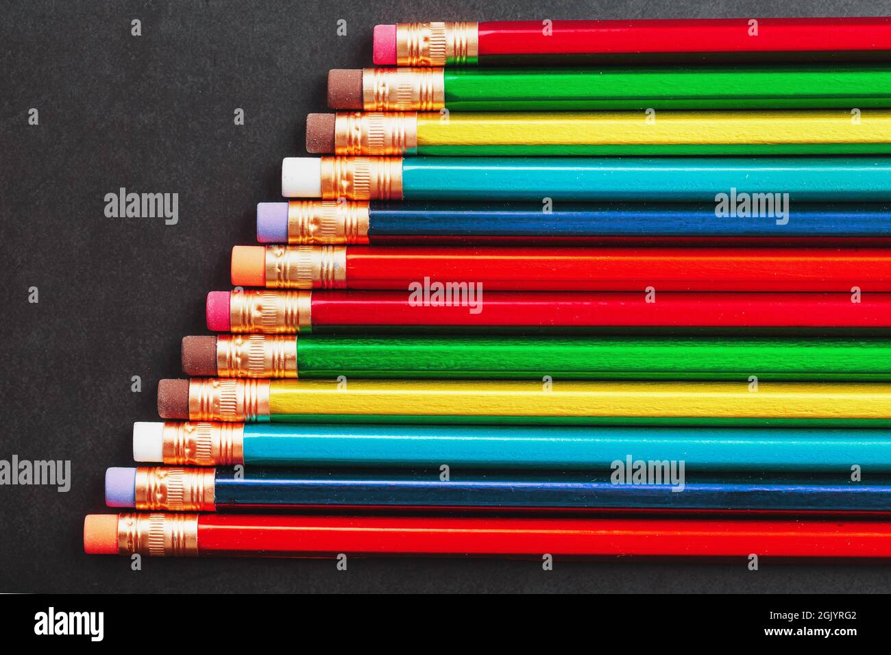 Multi-colored pencils for drawing and drawing in a row on a textured ...