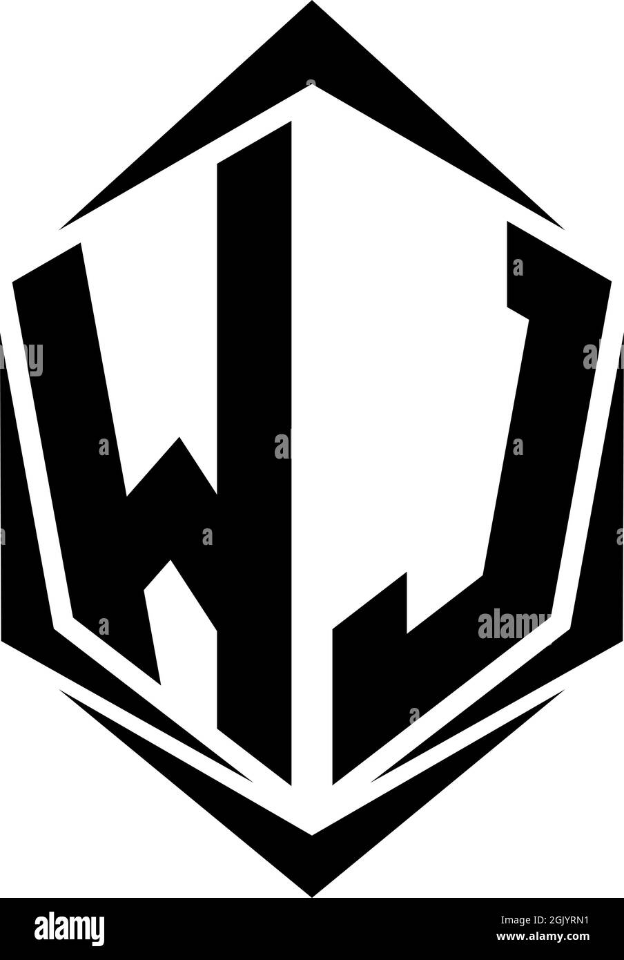 Initial WJ logo design with Shield style, Logo business branding Stock ...