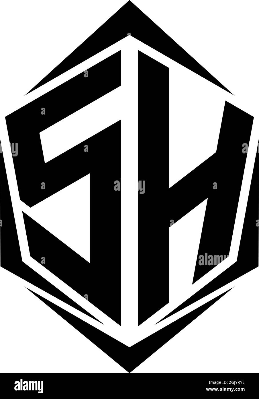 Initial SH logo design with Shield style, Logo business branding Stock ...