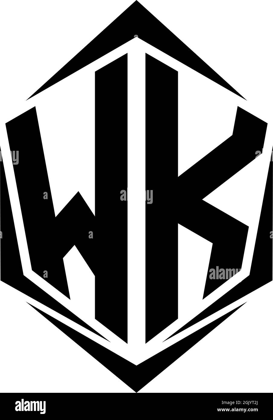 Initial WK logo design with Shield style, Logo business branding Stock ...