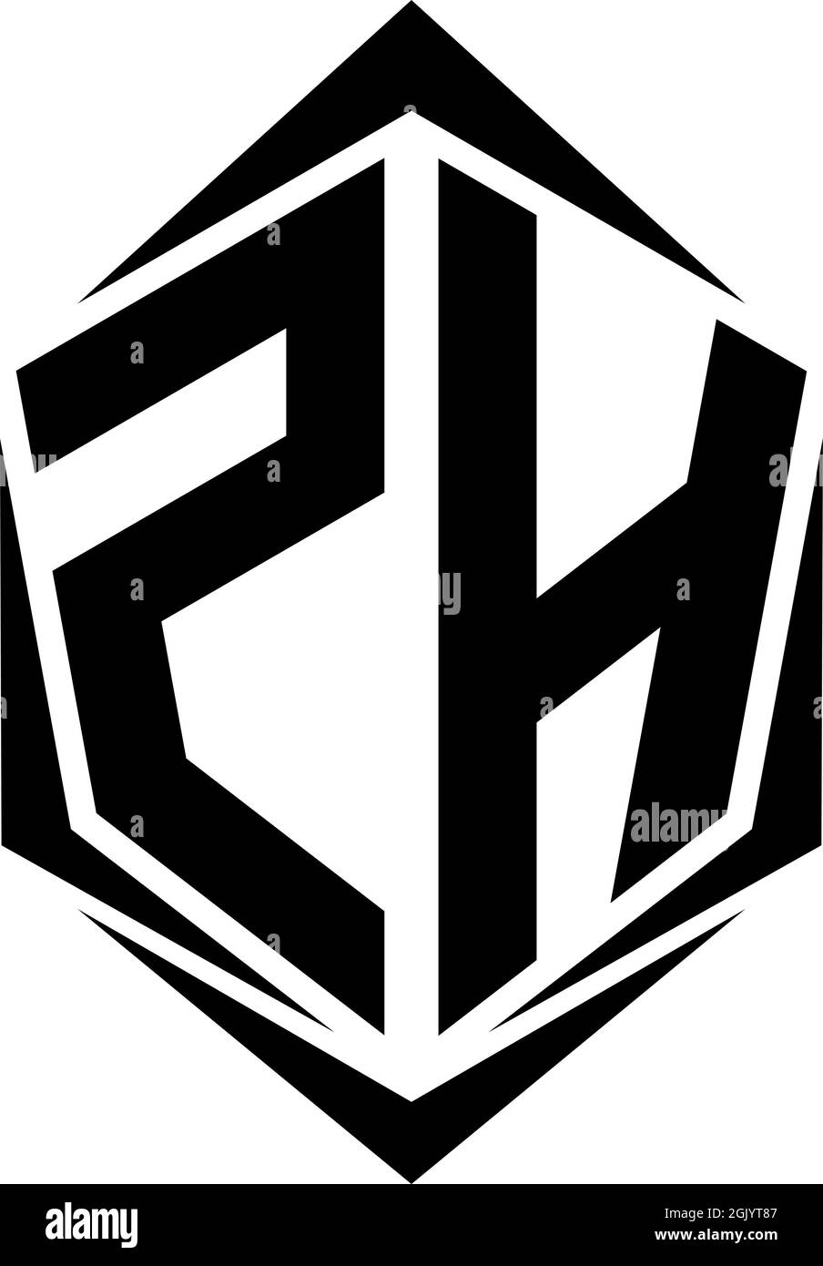 Initial ZH logo design with Shield style, Logo business branding Stock ...