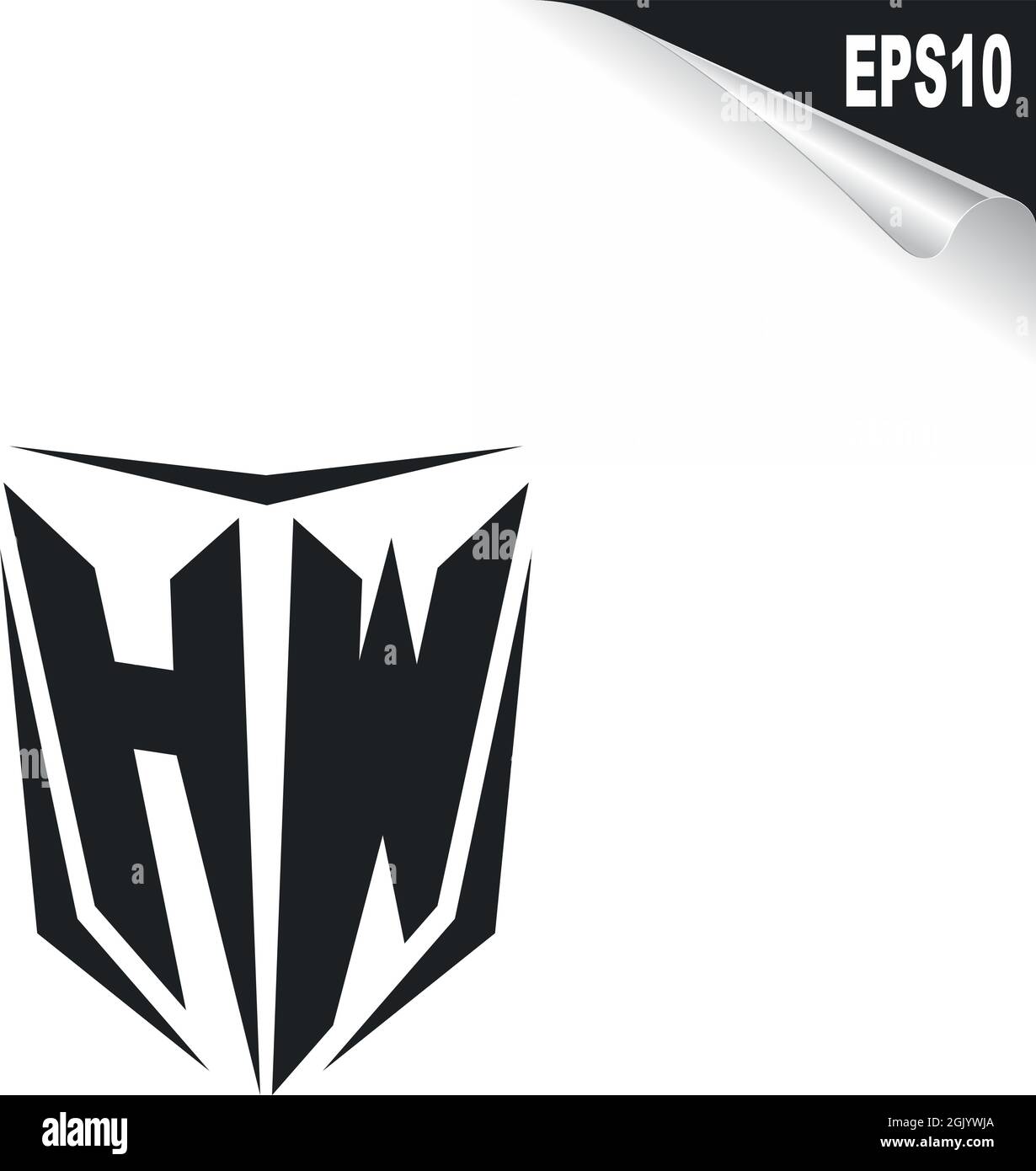 Initial HW logo design with Shield style, Logo business branding Stock ...