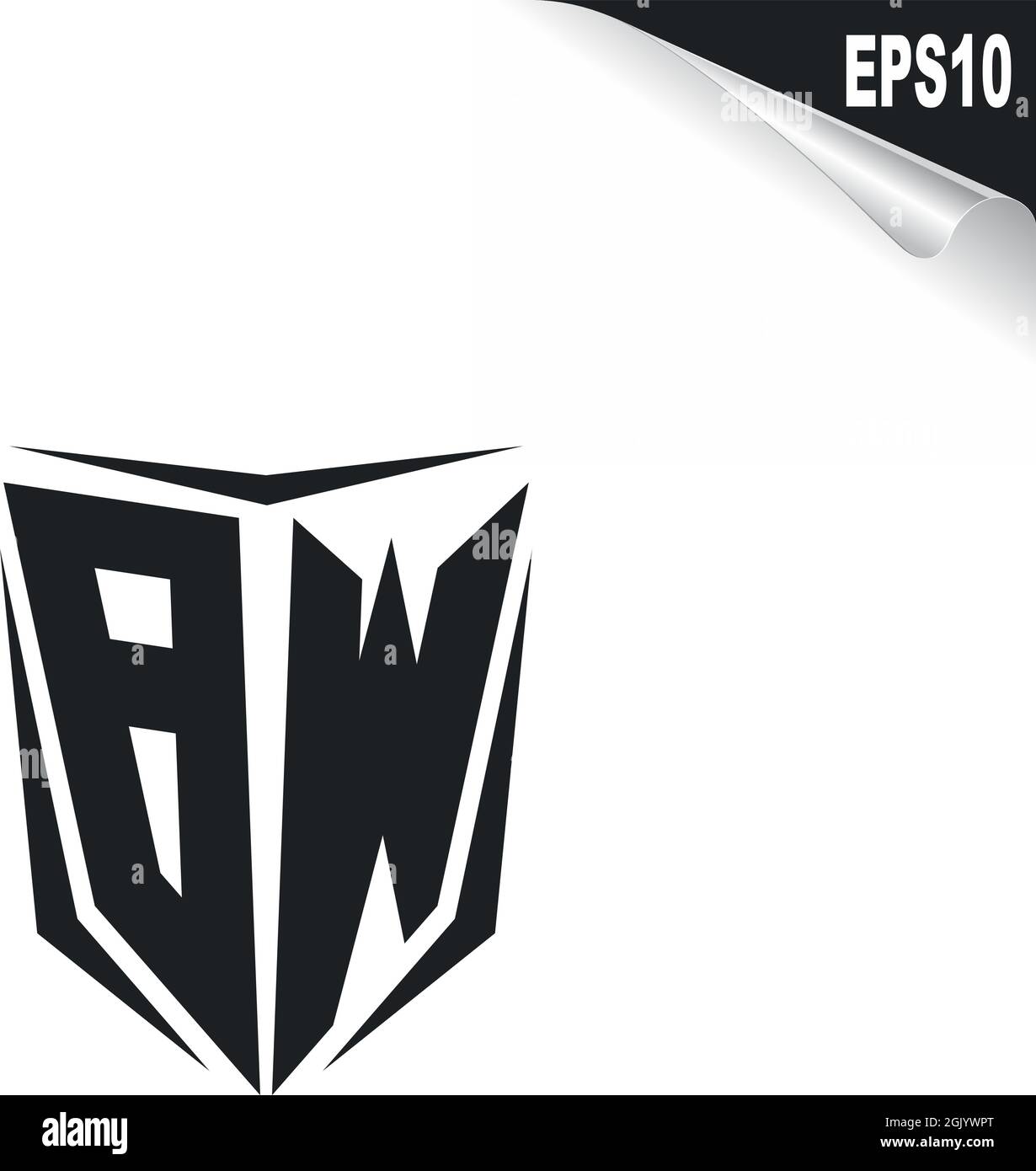 Initial BW logo design with Shield style, Logo business branding Stock ...