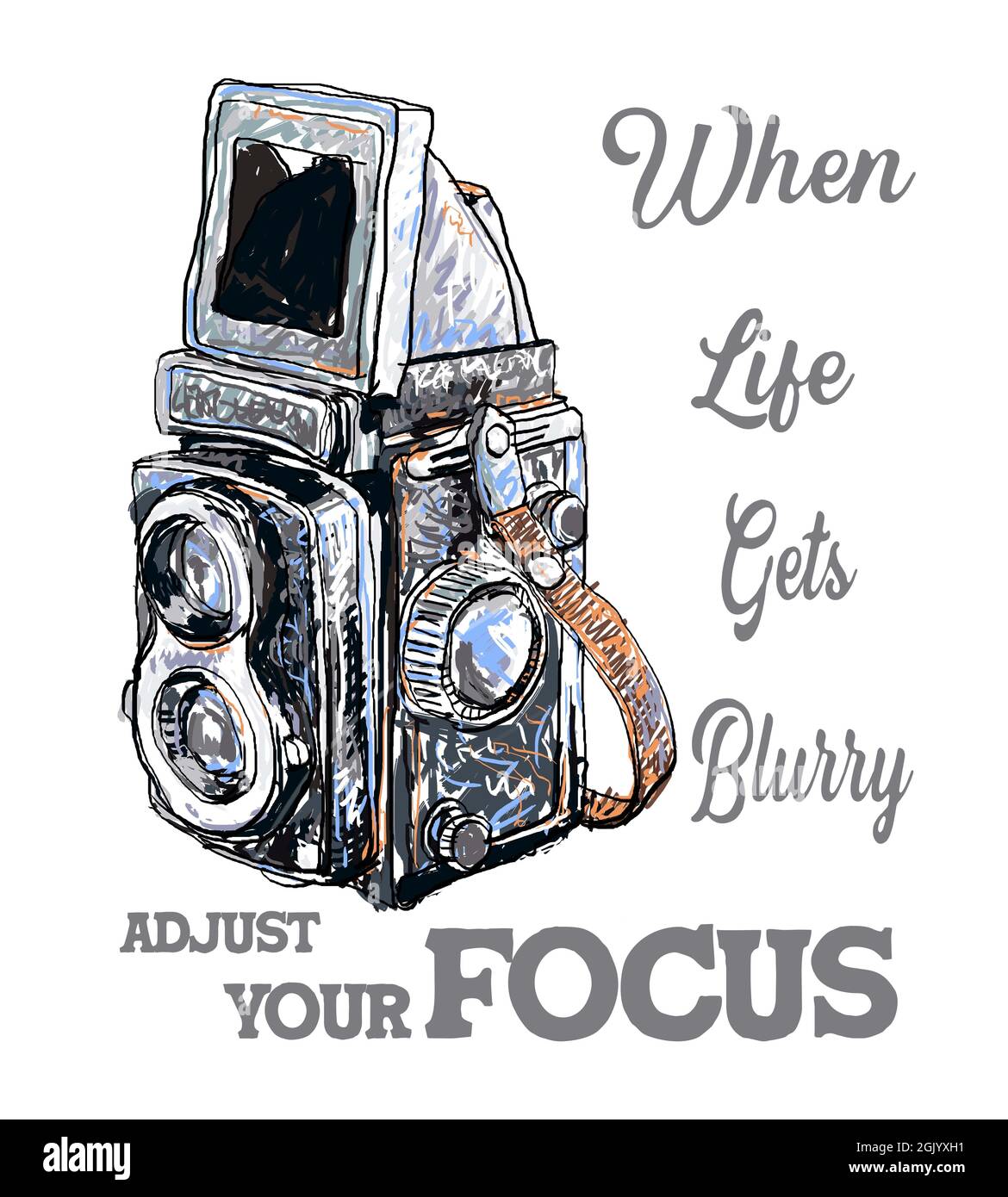 When life gets blur Adjust you focus, quote with vintage camera Stock ...