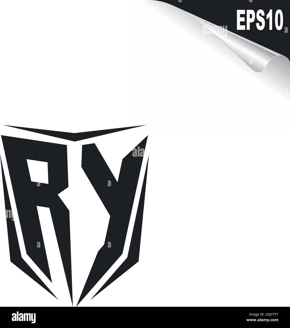 Initial RY logo design with Shield style, Logo business branding Stock ...