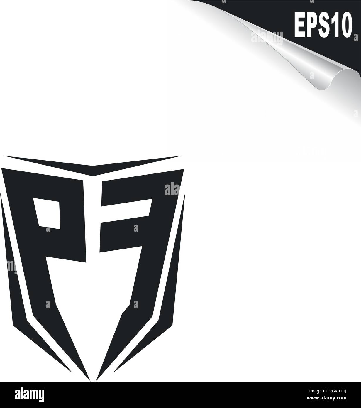 Initial PF logo design with Shield style, Logo business branding Stock ...
