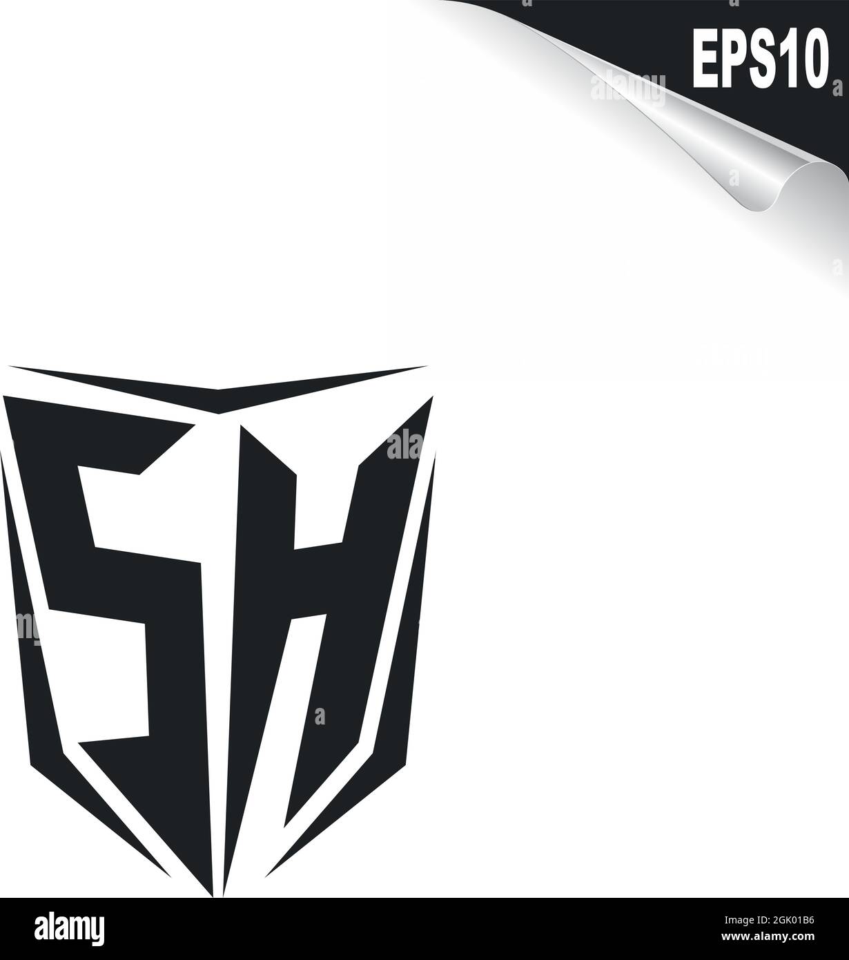 Initial SH logo design with Shield style, Logo business branding Stock ...