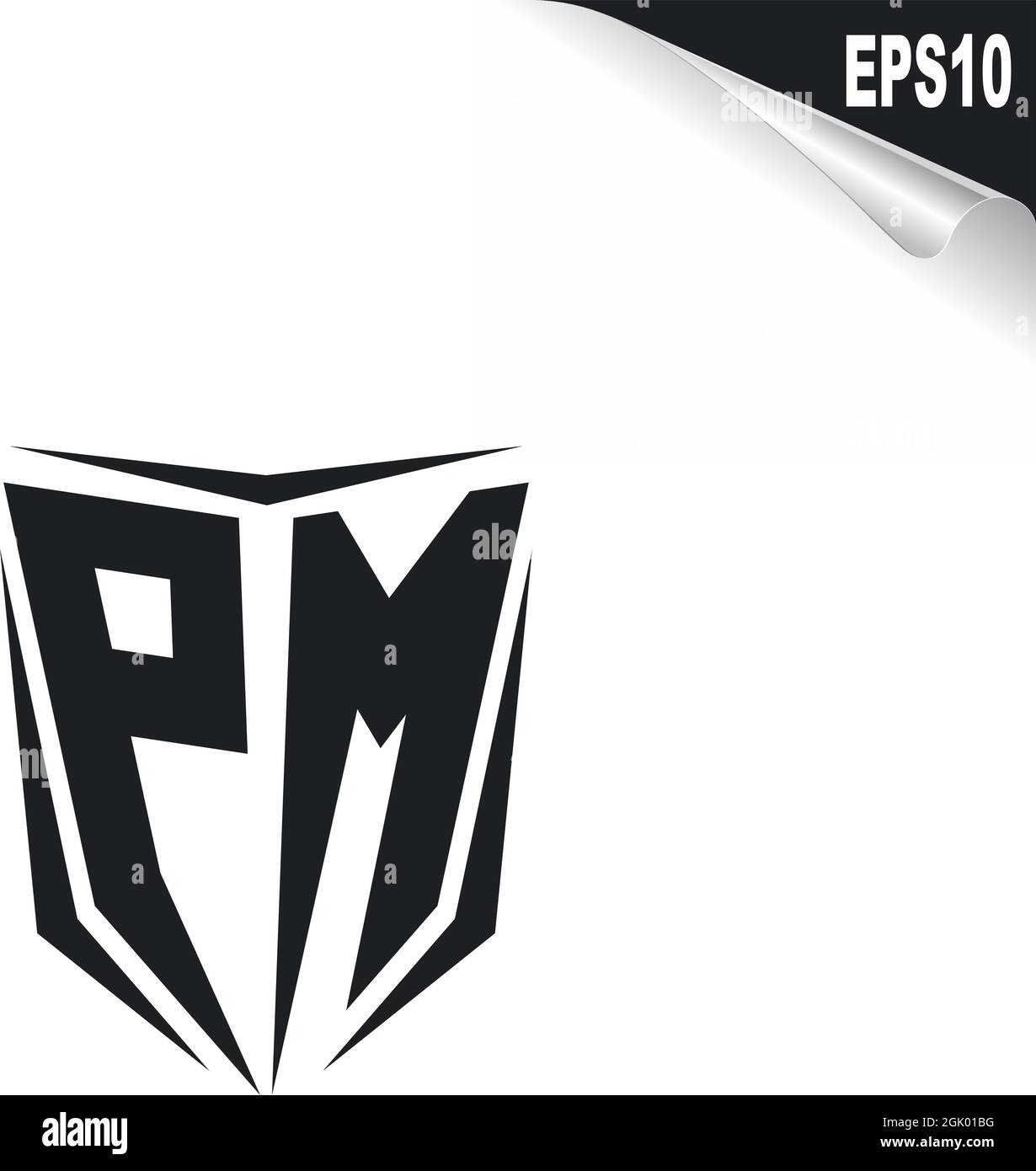 Initial PM logo design with Shield style, Logo business branding Stock ...