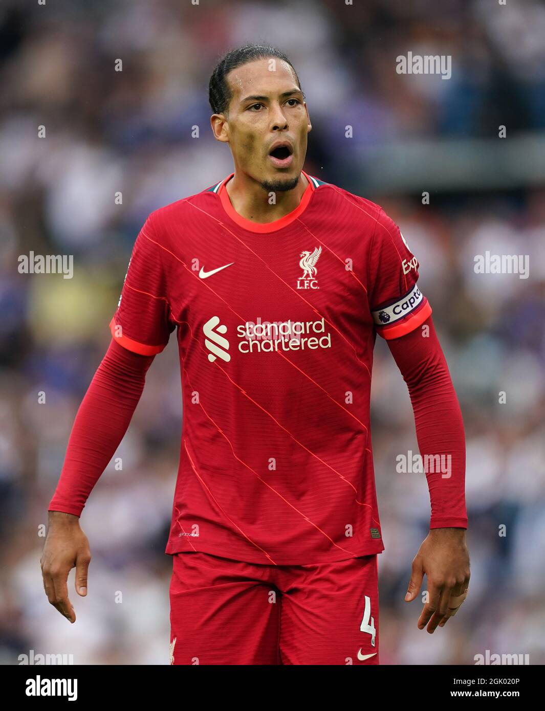 Liverpool's Virgil van Dijk during the Premier League match at Elland ...
