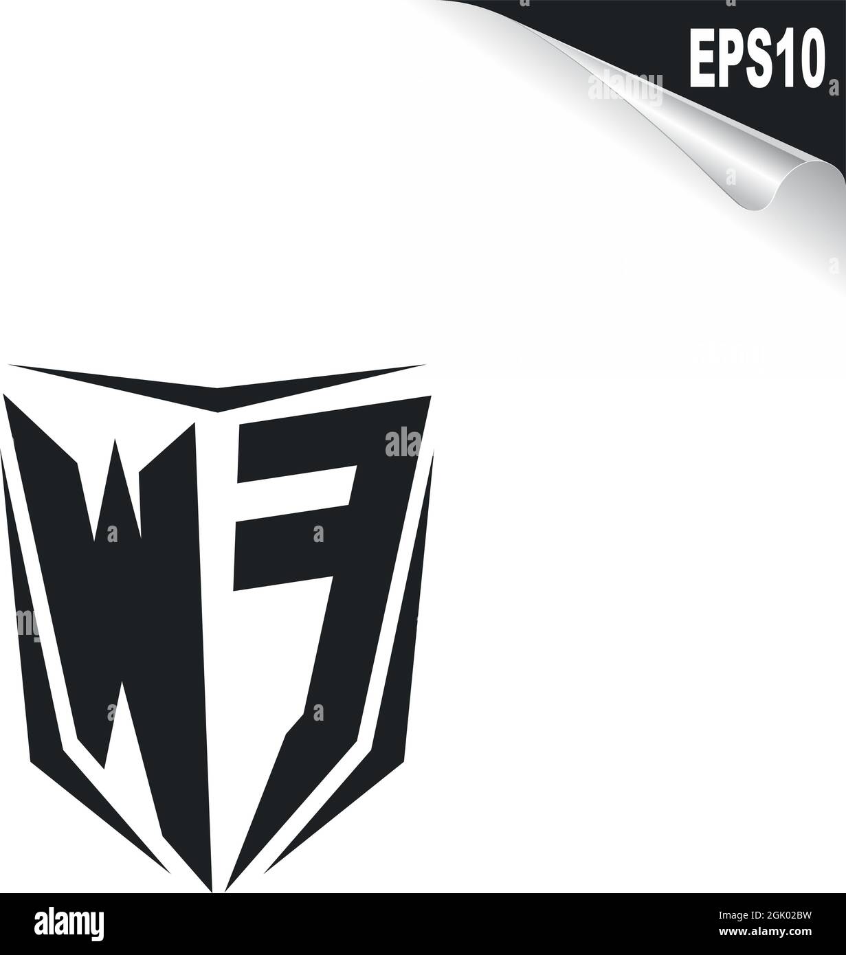 Initial WF logo design with Shield style, Logo business branding Stock ...