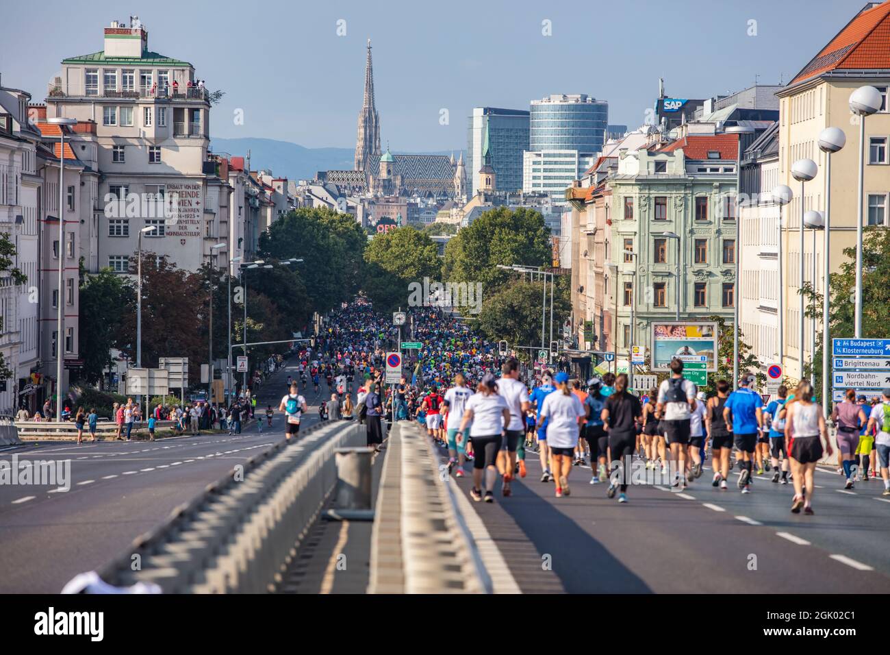 VIENNA - September 12, 2021: The 38 Vienna Marathon. People running ...