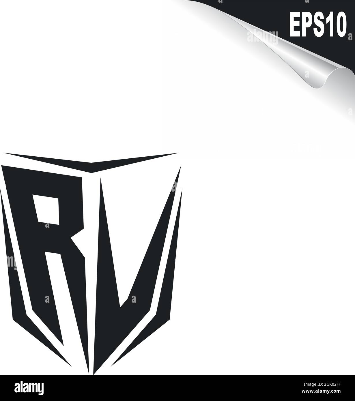 Initial RV logo design with Shield style, Logo business branding Stock ...