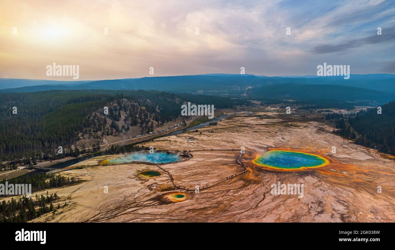 Grand prismatic spring aerial hi-res stock photography and images - Alamy