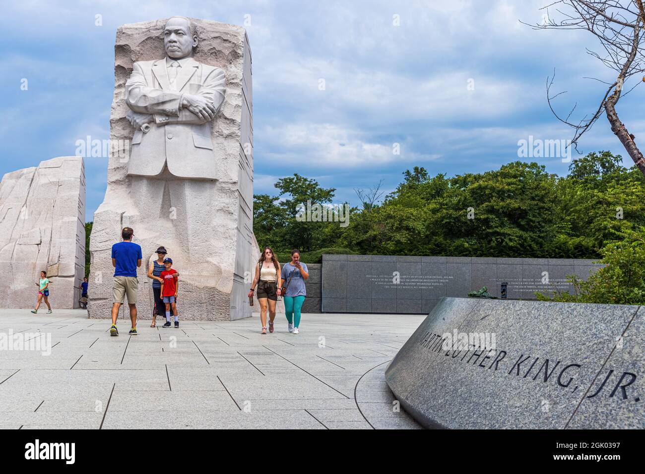 WASHINGTON DC, USA - AUGUST 29, 2021: Tourists at the massive statue of ...