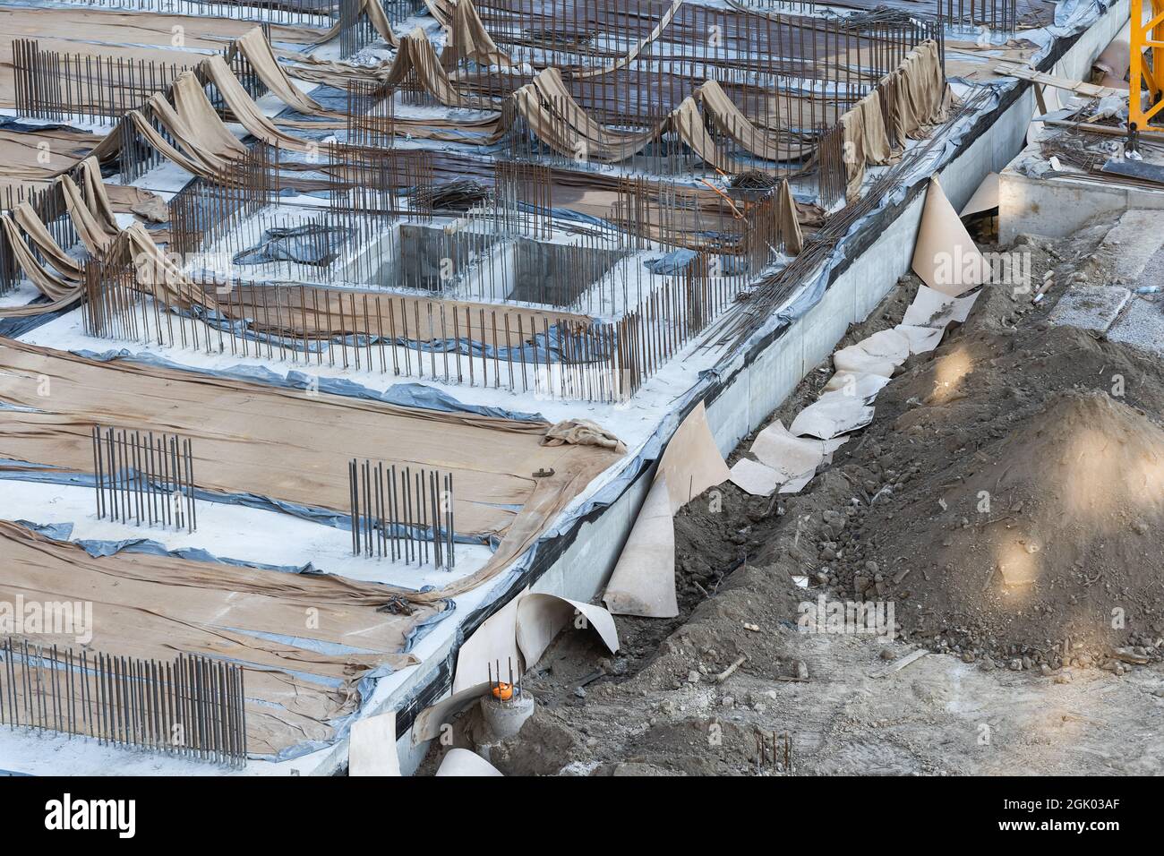 The huge metal structure on the construction site, aerial view Stock ...