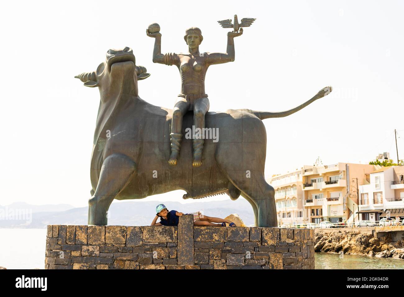 The statue of Europe is sitting on a bull. Sculpture of Europe, mother ...