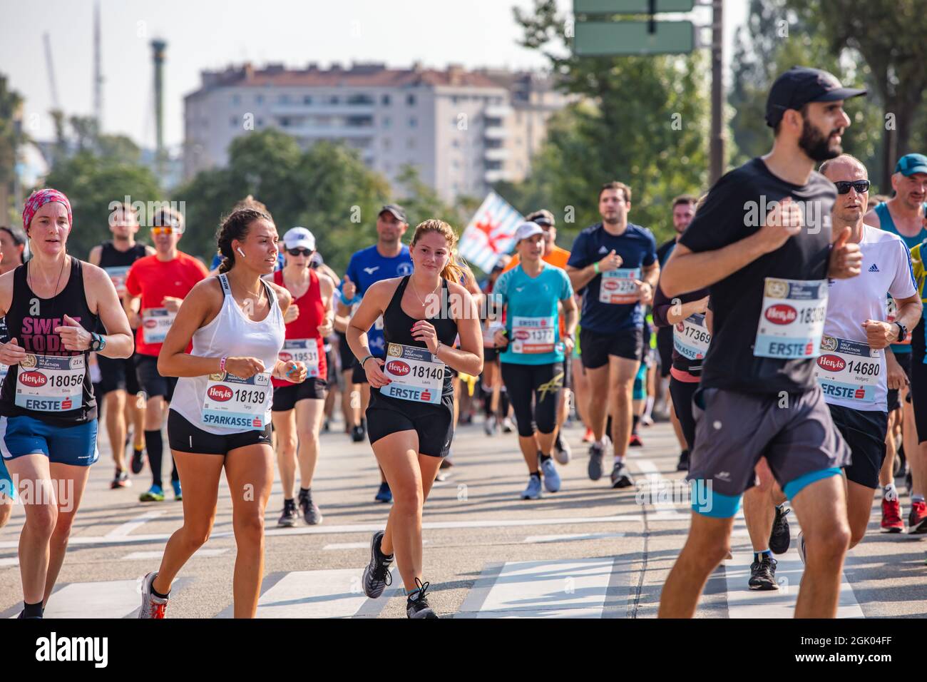 VIENNA - September 12, 2021: The 38 Vienna Marathon. People running ...