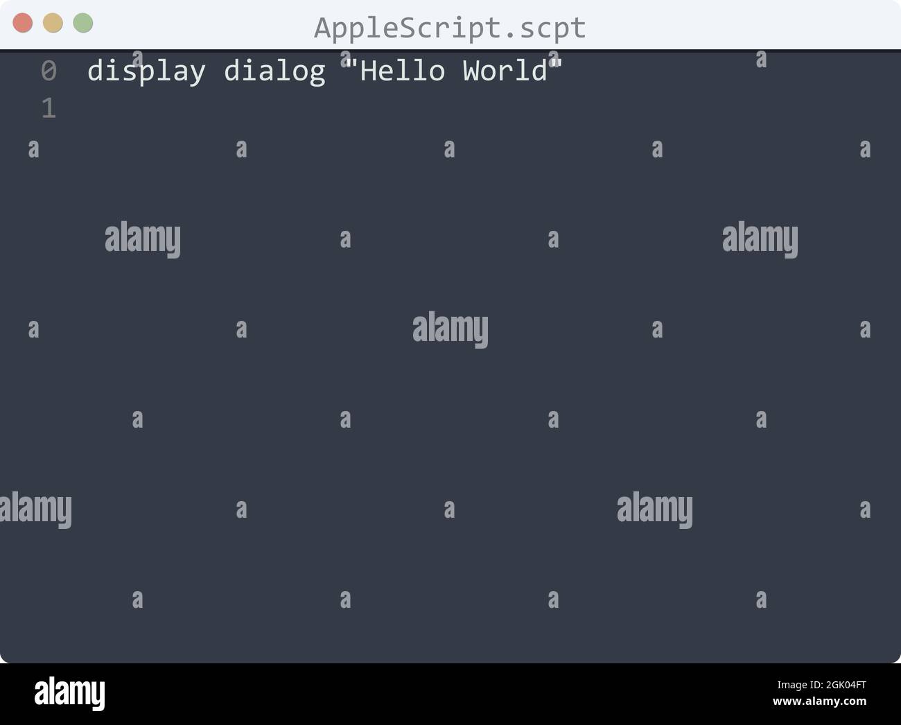 Applescript Language Hello World Program Sample In Editor Window Illustration Stock Vector Image