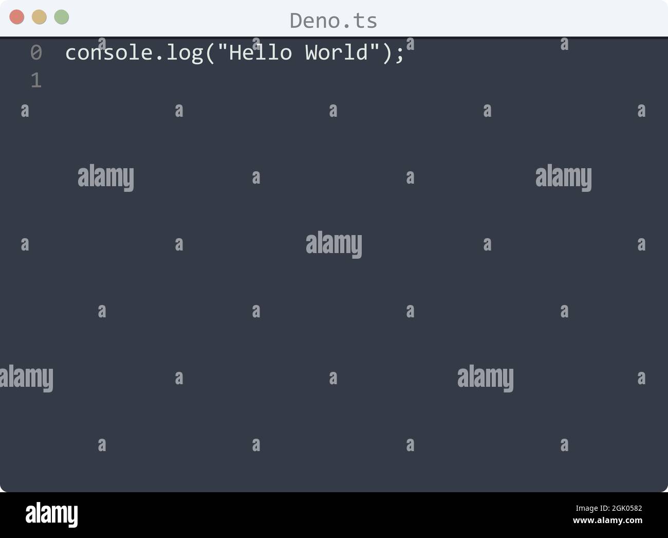 Deno language Hello World program sample in editor window illustration Stock Vector Image & Art ...