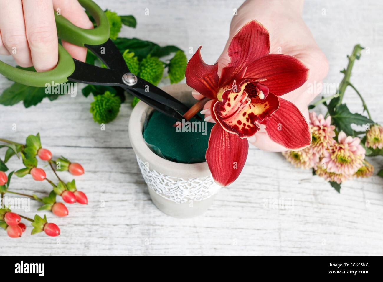 Red Orchid Flower Bouquet