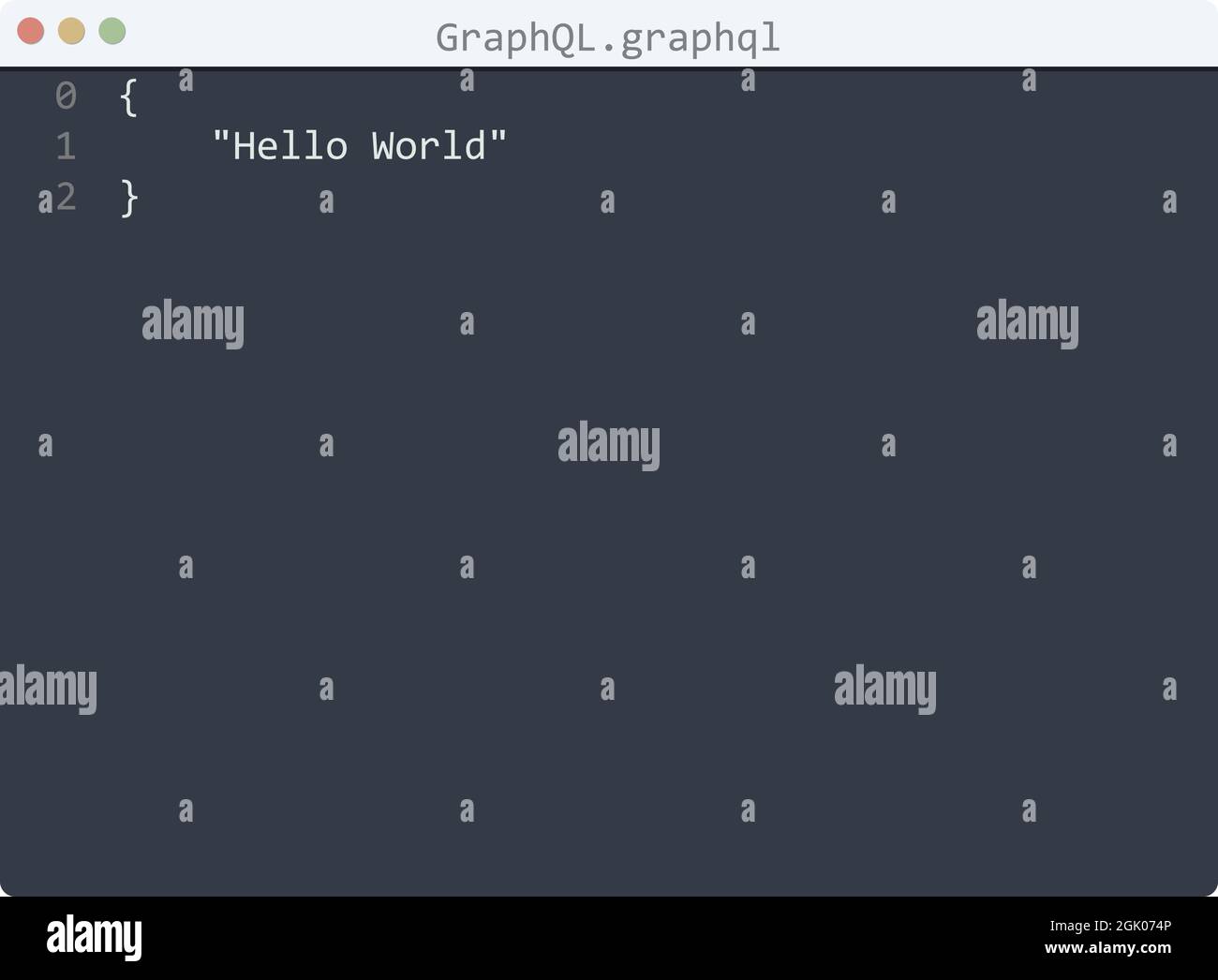 GraphQL language Hello World program sample in editor window ...