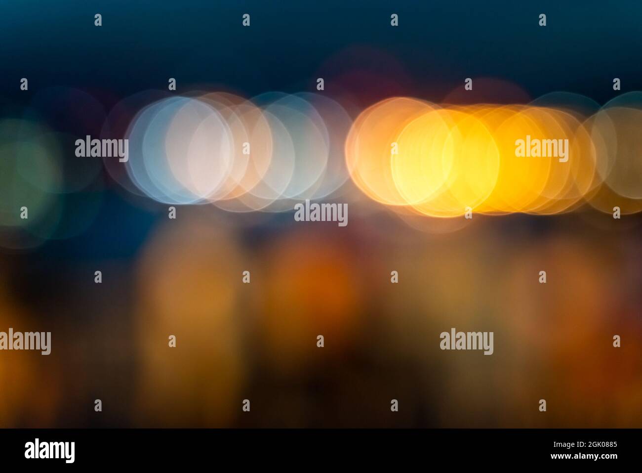 Colorful harbor lights out of focus create an interesting abstract ...