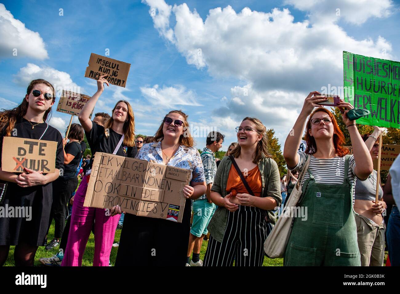 Amsterdam, Netherlands. 12th Sep, 2021. Protesters hold placards during ...