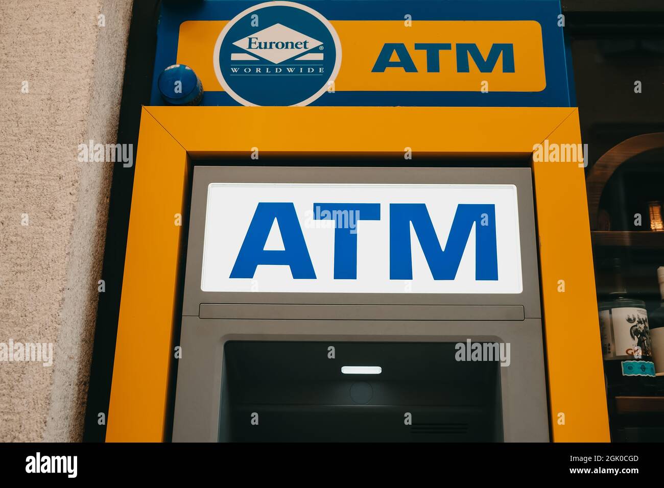 Corfu, Greece - September 2021. ATM machine, close-up. Automated teller ... Corfu, Greece - September 2021. ATM machine, close-up. Automated teller ...