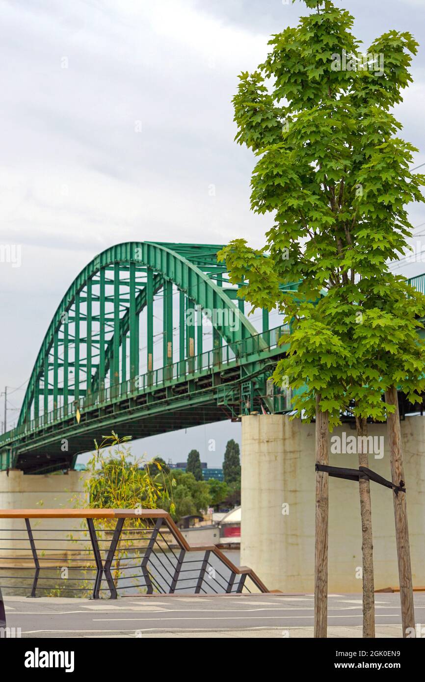 Green arch bridge in Belgrade Serbia Stock Photo - Alamy